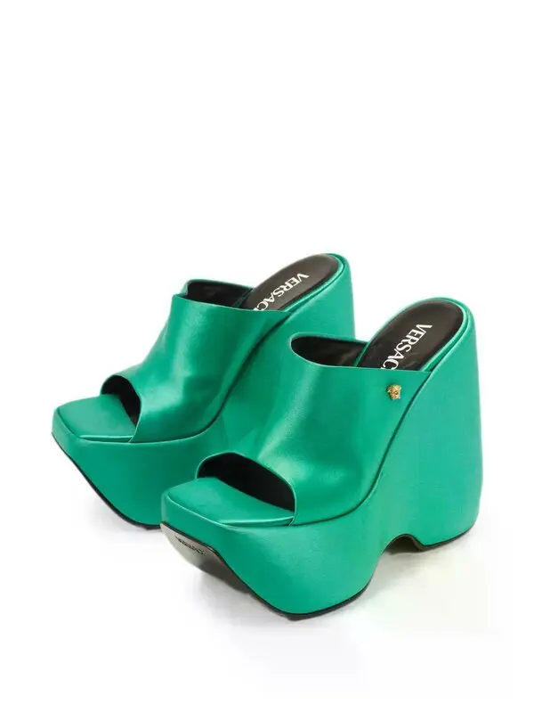 Versace Satin Platform Wedge Sandals