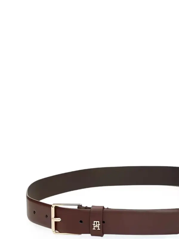 Tommy Hilfiger Logo Plaque Leather Belt - Brown