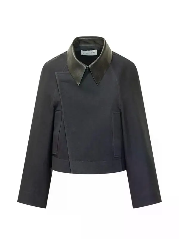 Givenchy A-line Cocoon Jacket With Leather Collar