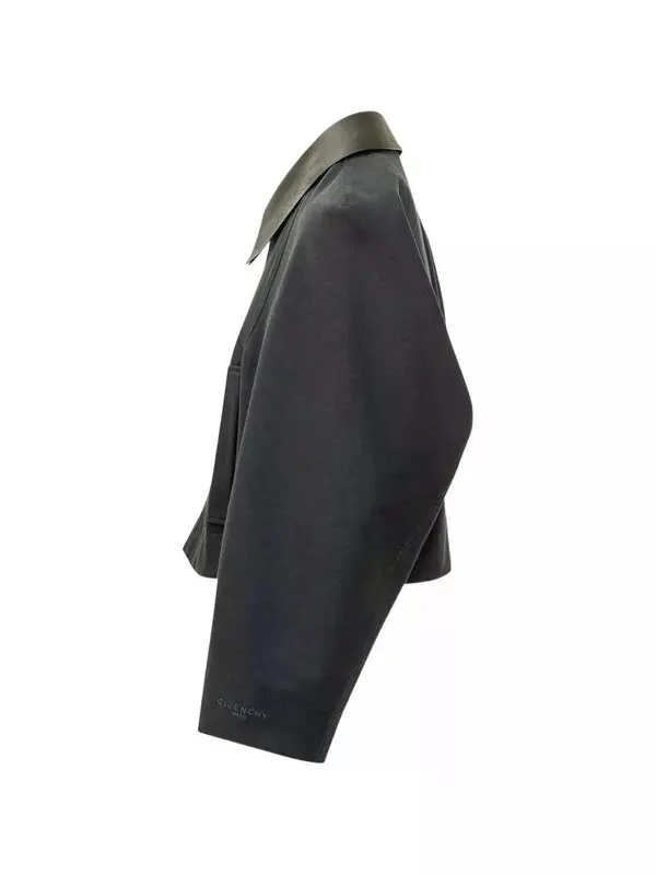 Givenchy A-line Cocoon Jacket With Leather Collar
