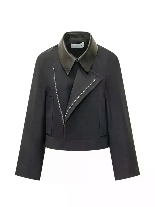 Givenchy A-line Cocoon Jacket With Leather Collar