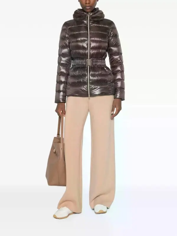 Herno Belted Faux Fur Collar Padded Jacket