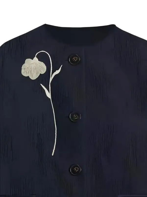 Erdem Flower Jacquard Cropped Jacket - Blue