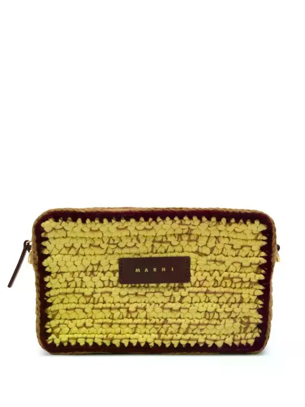 Marni Logo-patch Crochet Shoulder Bag - Yellow