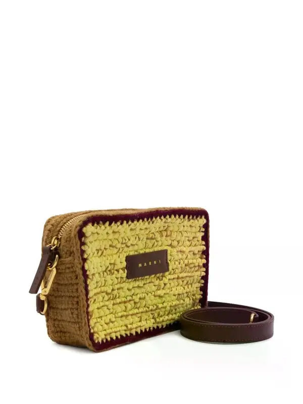 Marni Logo-patch Crochet Shoulder Bag - Yellow