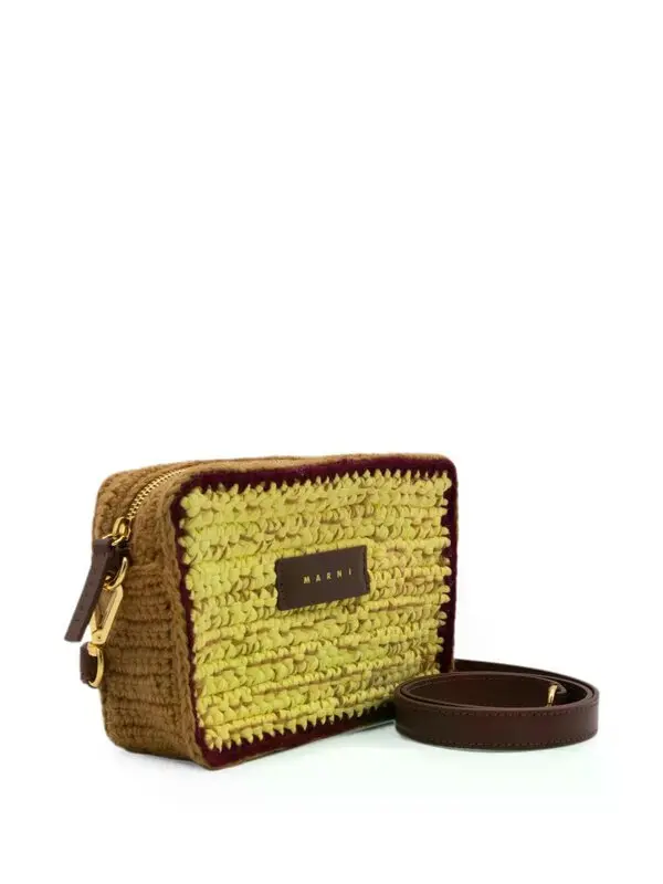 Marni Logo-patch Crochet Shoulder Bag - Yellow