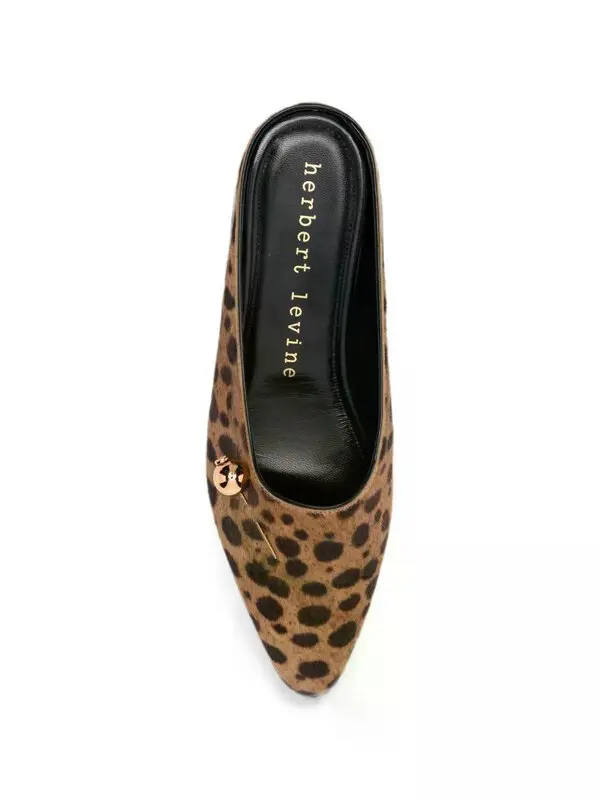 HERBERT LEVINE Leopard-print Leather Mules