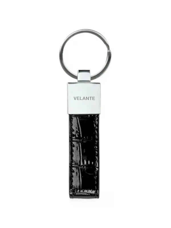 VELANTE Leather Keyring - Silver