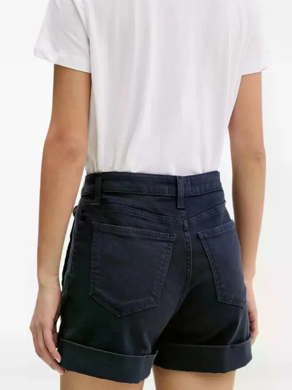 VICOLO Button-embellished Turn-up Denim Shorts - Blue