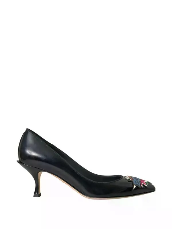 Dolce & Gabbana Patch Embellished Leather Heeled Pumps