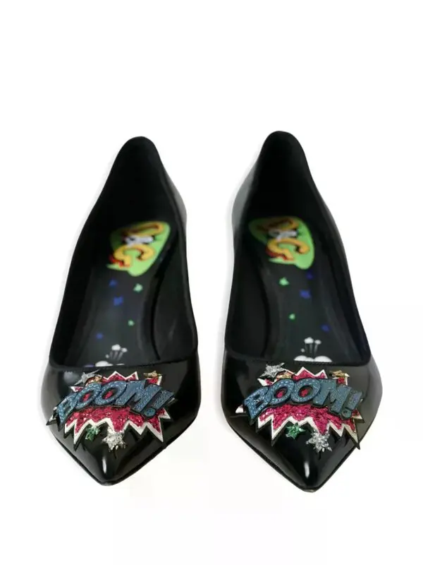 Dolce & Gabbana Patch Embellished Leather Heeled Pumps