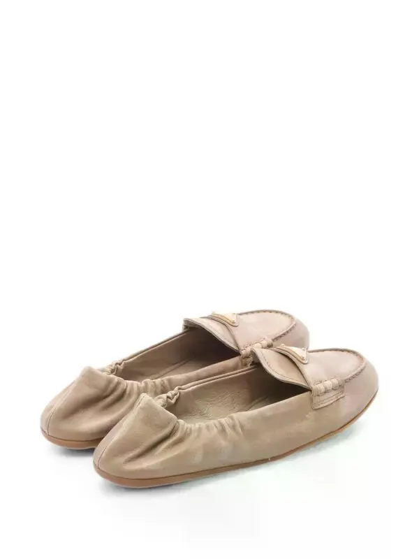 Prada Leather Loafers With Gold-tone Logo Plaque