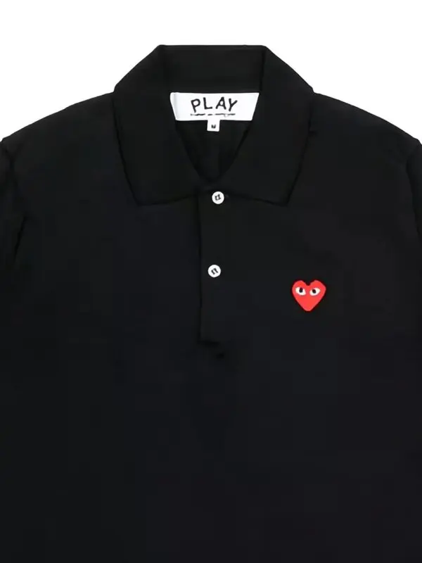 Play Comme Des Garcon Logo Heart-patch Polo Shirt