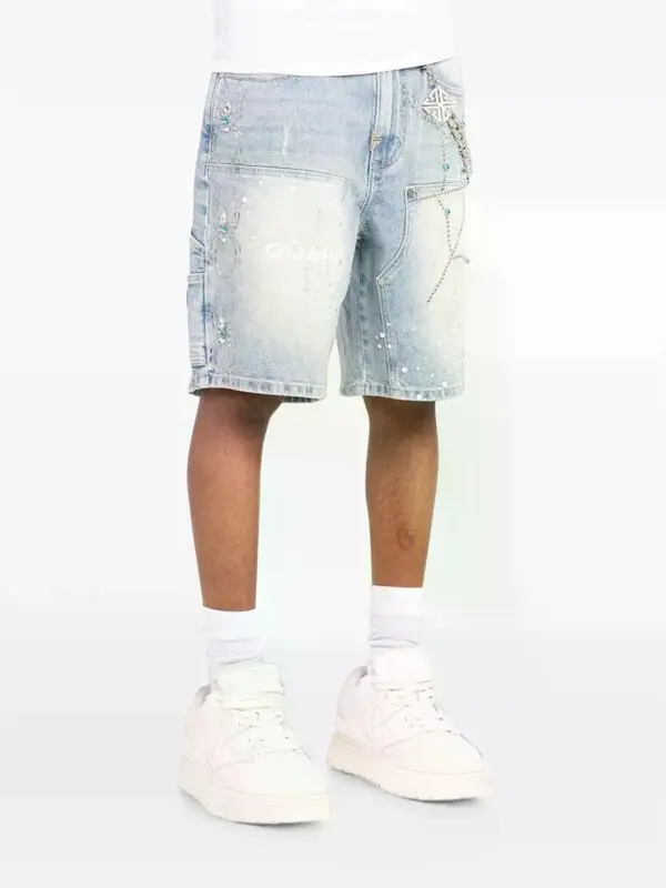 GUAPI Spiderweb Embellished Denim Shorts