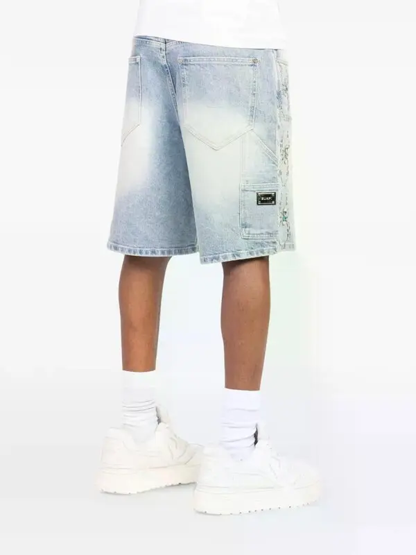 GUAPI Spiderweb Embellished Denim Shorts
