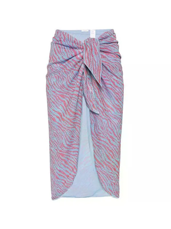 Oseree Animalier-print Lurex Pareo - Blue