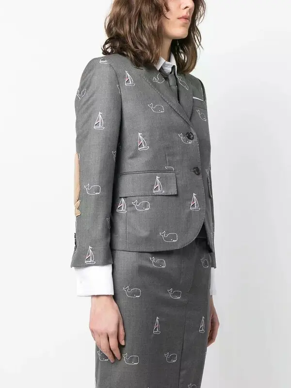 Thom Browne Motif-embroidered Single-breasted Blazer