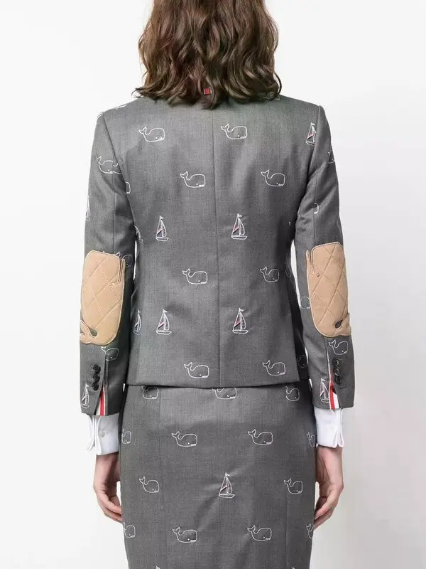 Thom Browne Motif-embroidered Single-breasted Blazer