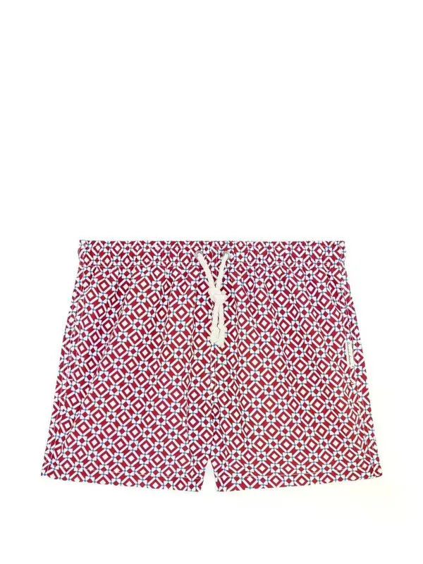 GASSA D AMANTE Taormina Geometric Print Swim Shorts - Red