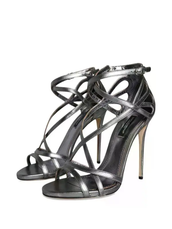 Dolce & Gabbana Keira Metallic Leather Cut-out Stiletto Sandals