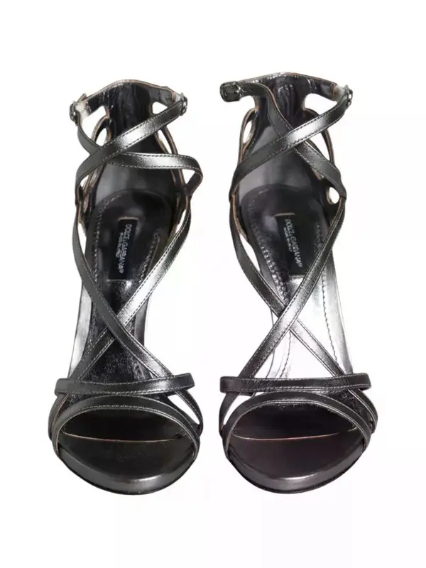 Dolce & Gabbana Keira Metallic Leather Cut-out Stiletto Sandals