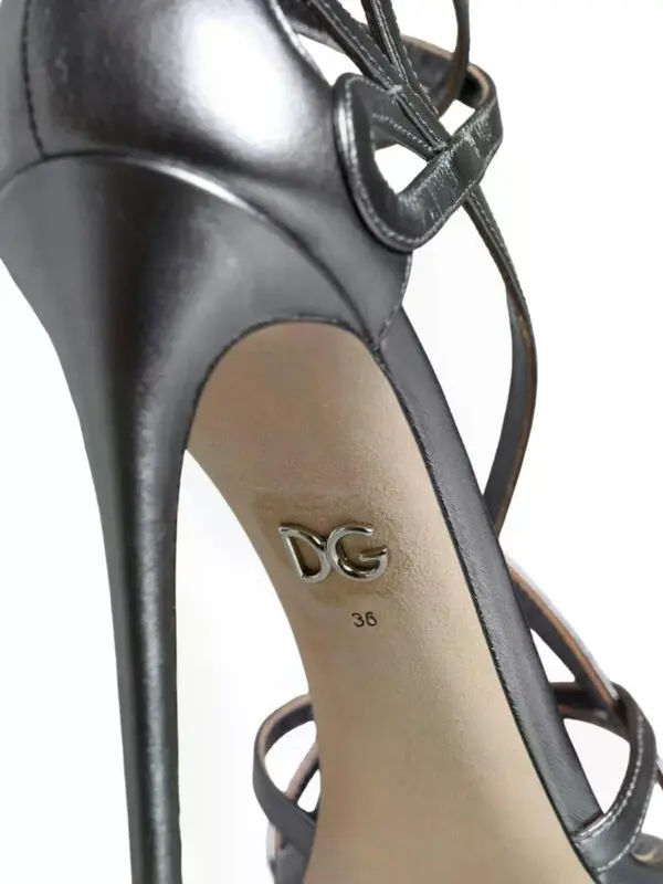 Dolce & Gabbana Keira Metallic Leather Cut-out Stiletto Sandals