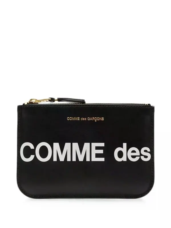 Comme Des Garçons Logo Print Leather Pouch - Black