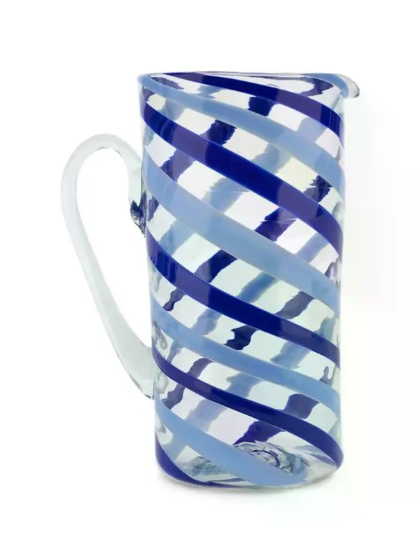 LISA CORTI Striped Glass Pitcher - Blue