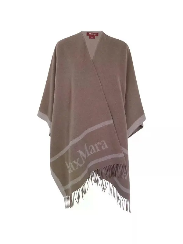 Max Mara Logo-intarsia Fringed Cape - Brown
