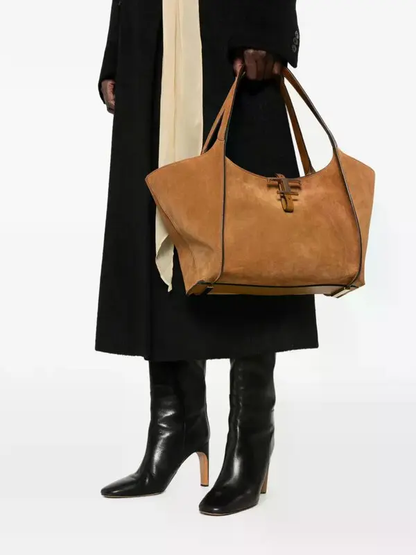 TOD'S Timeless Suede Tote Bag - Brown