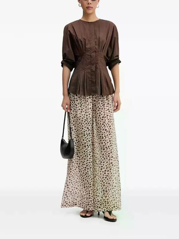 VICOLO Leopard Print Wide-leg Trousers