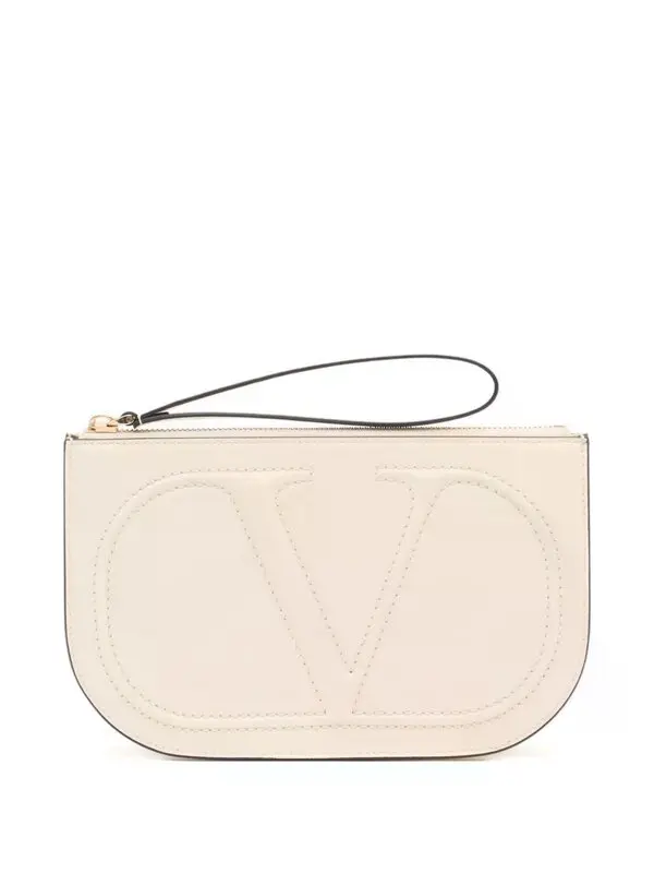 Valentino Garavani Vlogo Walk Calfskin Pouch - Neutrals