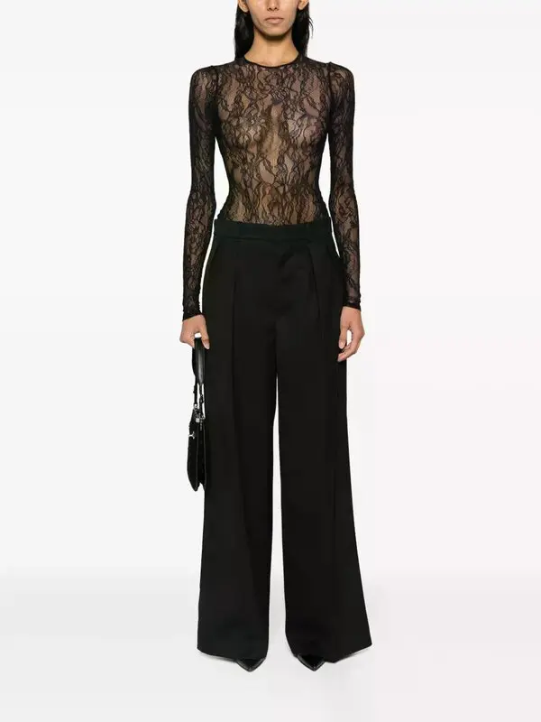 Wardrobe.NYC Sheer Lace Bodysuit - Black