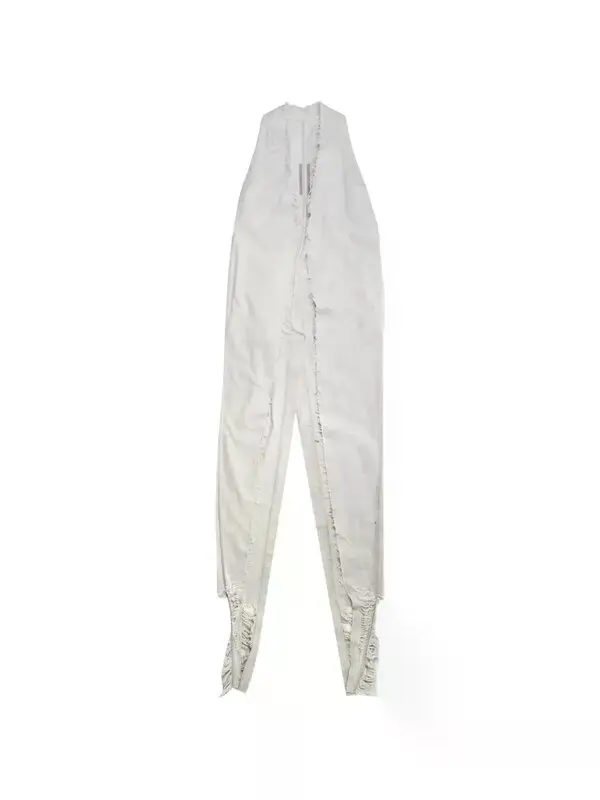 Rick Owens Sleeveless Coat With Distressed Hem - White