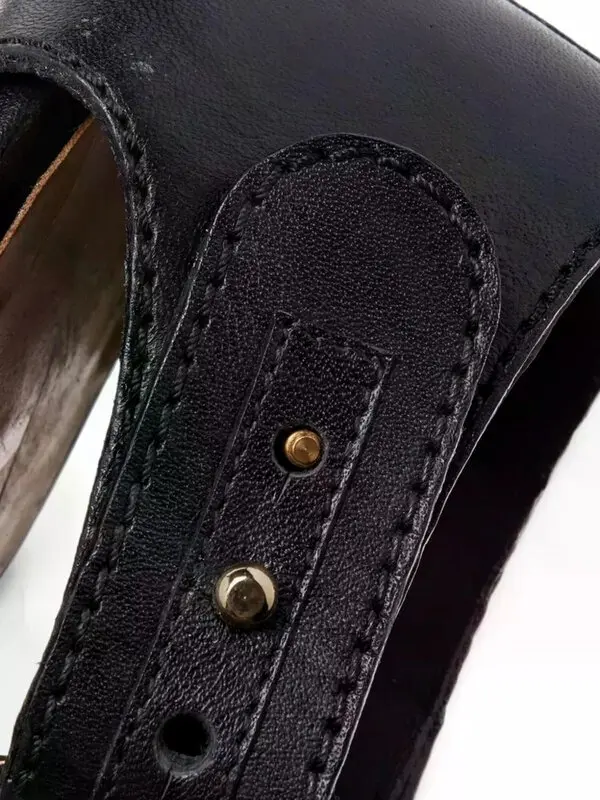 GIUSEPPE ZANOTTI Leather Eyelet Ankle-strap Sandals - Black