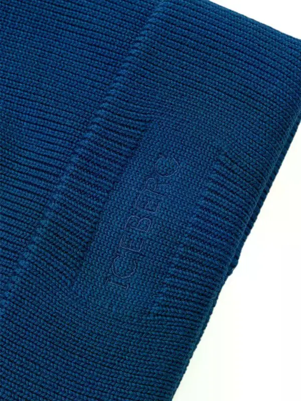 Iceberg Logo Embroidered Beanie Hat - Blue