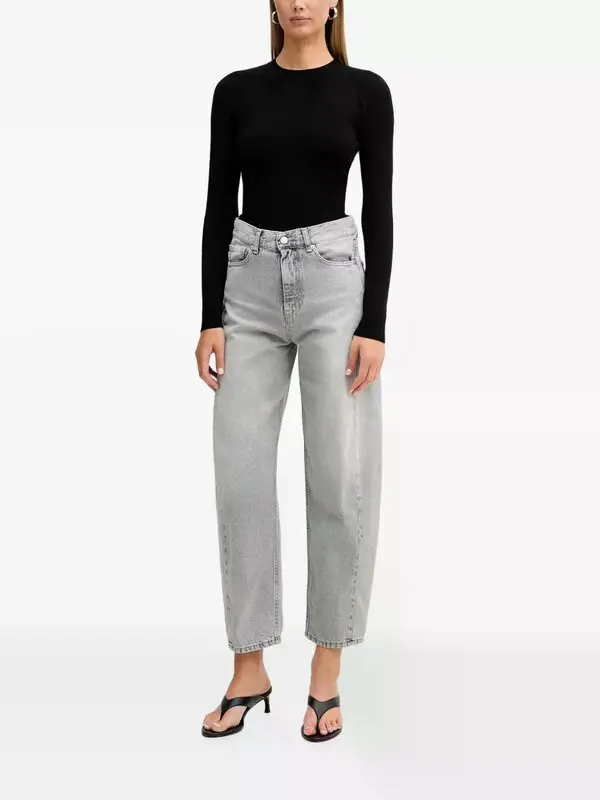 VICOLO Tie-back Ribbed Long-sleeve Top
