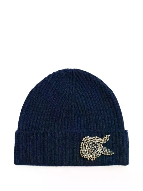 Erdem Crystal-embellished Ribbed-knit Beanie Hat - Blue