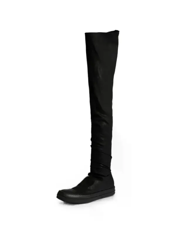 Rick Owens Waxed High Sock Boots - Black