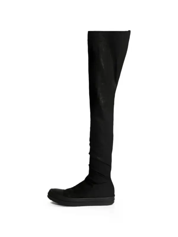 Rick Owens Waxed High Sock Boots - Black