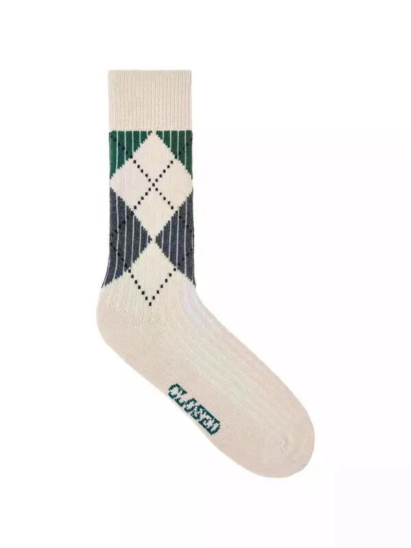 Closed Argyle Knit Socks - Neutrals