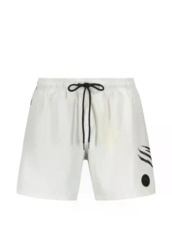 PLEIN SPORT Logo Patch Drawstring Swim Shorts - White