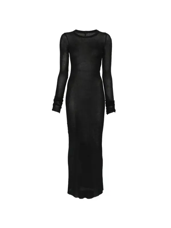 Rick Owens Ribbed Long Sleeve Dress - Black