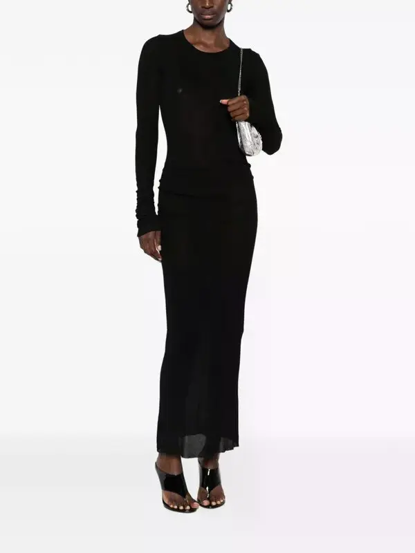 Rick Owens Ribbed Long Sleeve Dress - Black