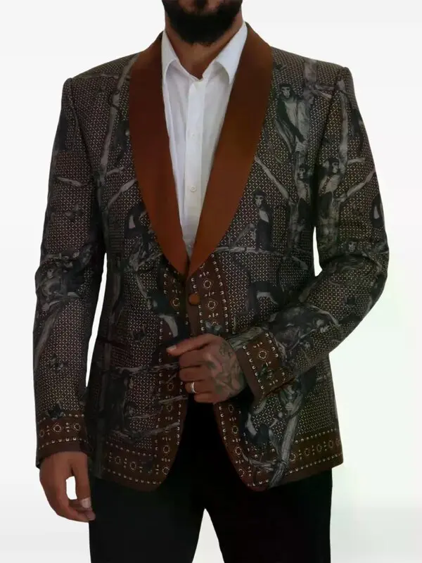 Dolce & Gabbana Monkey-print Shawl-lapel Blazer