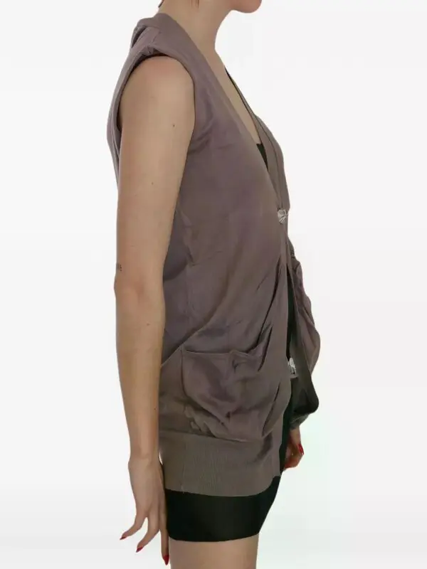 PINK MEMORIES Sleeveless Patch-pocket Cardigan