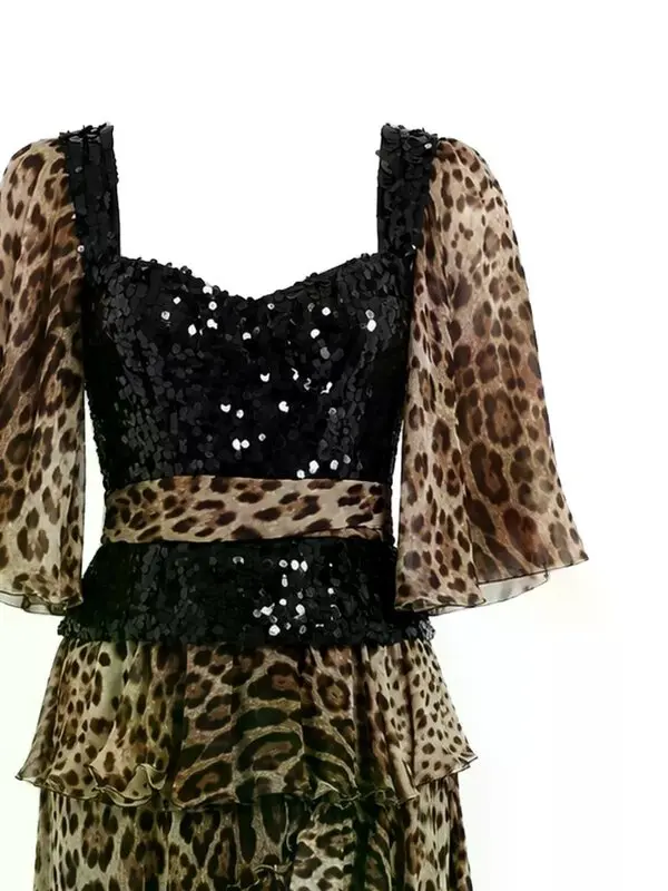 Dolce & Gabbana Sequin-embellished Leopard-print Maxi Dress