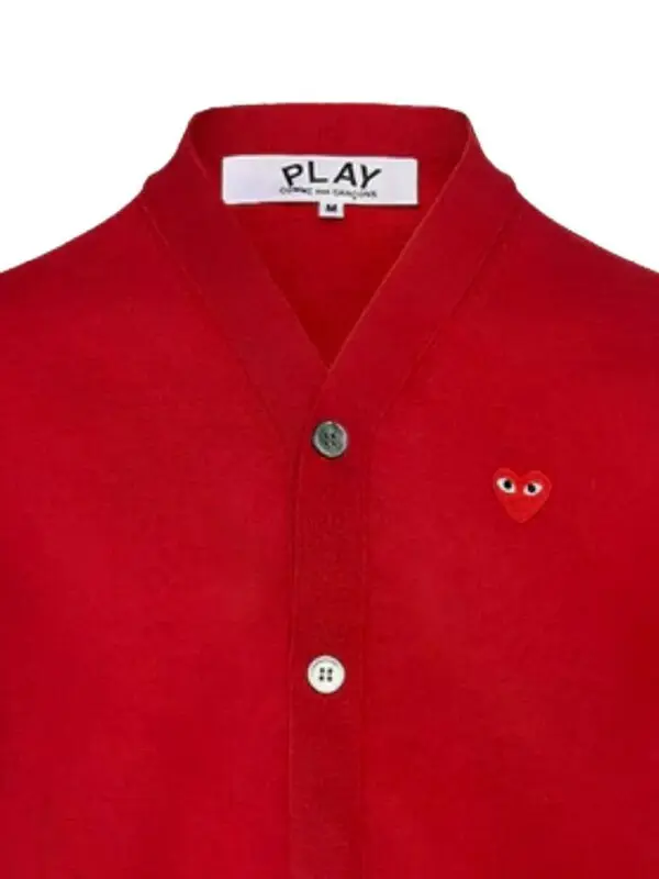 Play Comme Des Garcon Short-sleeve Cardigan With Heart Patch