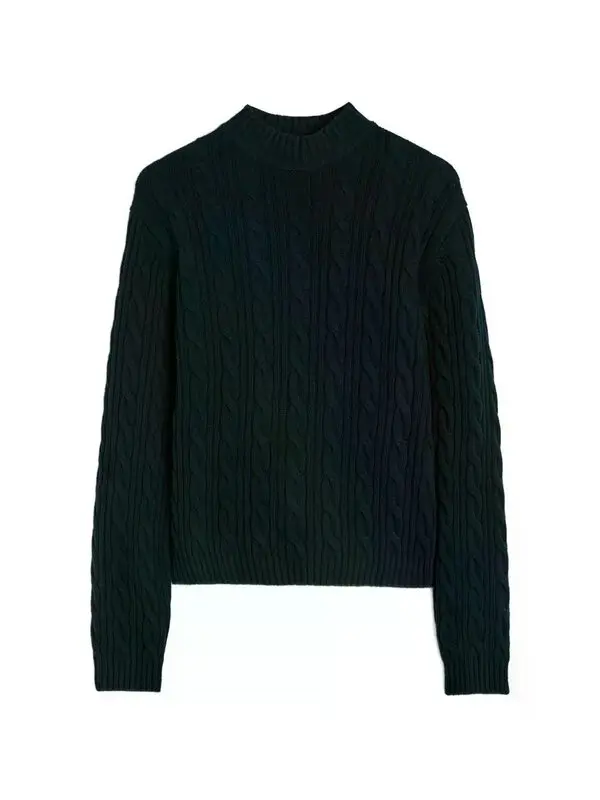 JIL SANDER Cable Knit Mock Neck Sweater