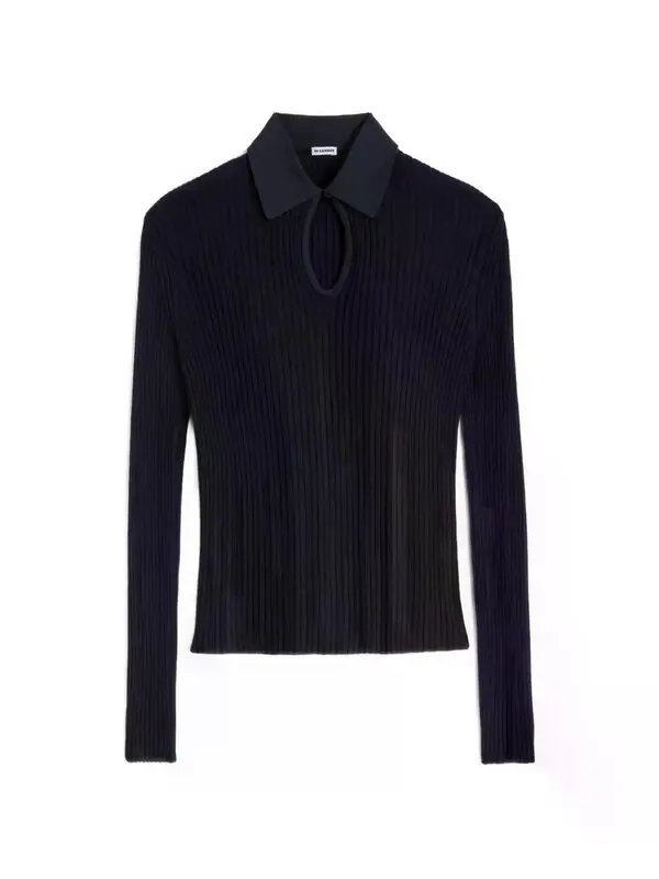 JIL SANDER Ribbed-knit Polo Top